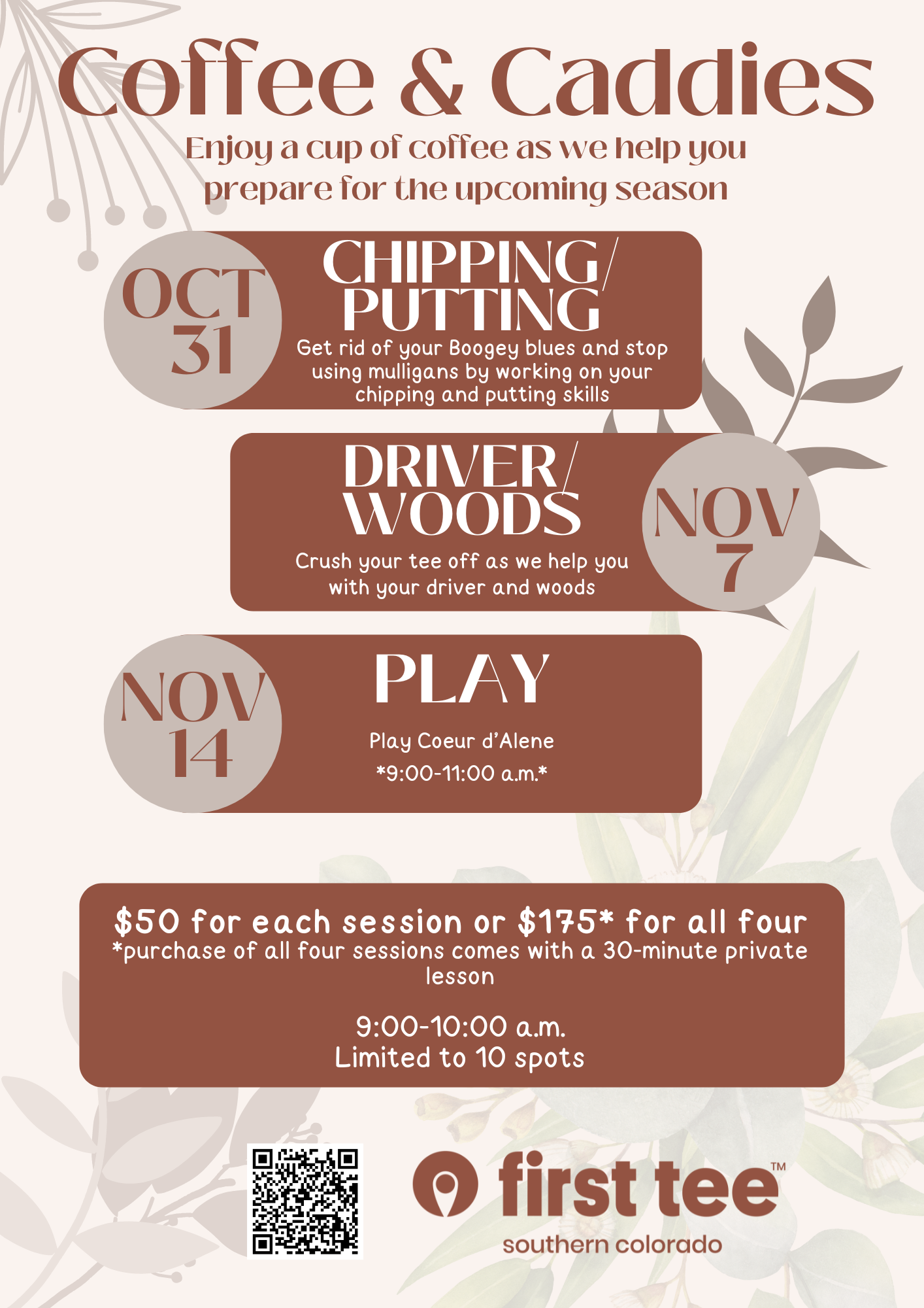 Coffee & Caddies Flyer 2025 – First Tee – Southern Colorado